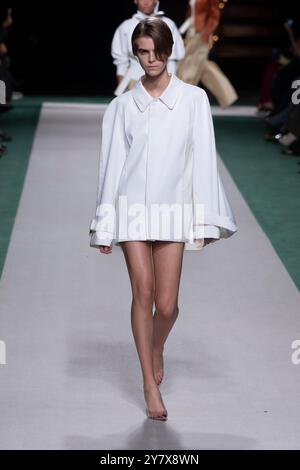 Model Libby Bennett is seen on the catwalk at the Erdem fashion show ...