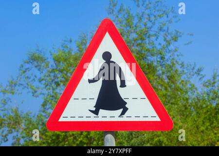 Traffic sign, pedestrian crossing, Doha, Qatar Stock Photo - Alamy