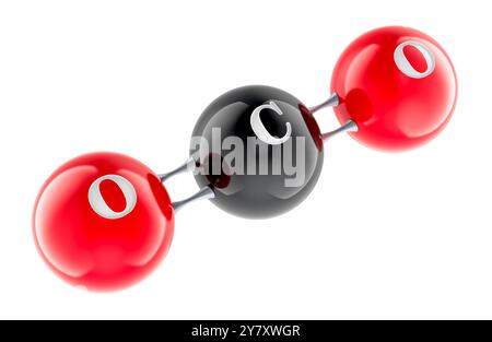 Carbon dioxide, CO2, molecule model and chemical formula. Carbonic acid ...