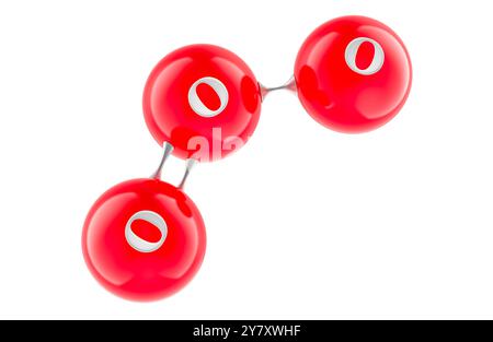 Ozone (trioxygen, O3) molecule, chemical structure, realistic molecular ...