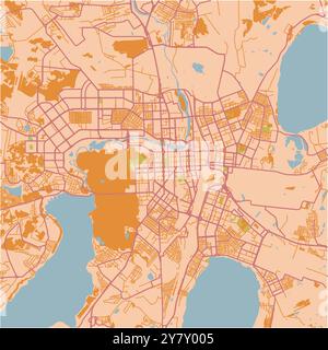 Map of Chelyabinsk in Russia in blue. Contains layered vector with ...