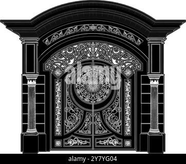 Forged Gate Vector. Illustration Of Arc Entrance Gate Isolated On White ...