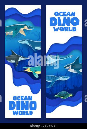 Prehistoric dinosaurs world banner. Prehistoric animals, paleontology ...