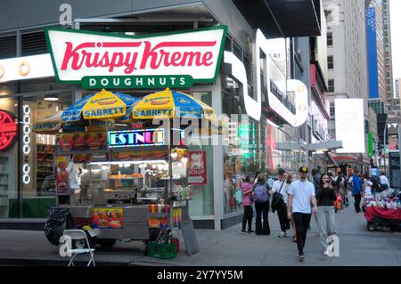 A Krispy Kreme doughnuts store is seen in Manhattan, New York City ...