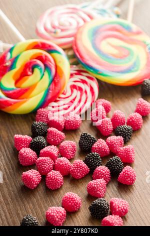 Sweet jelly candies in wooden box isolated on white Stock Photo - Alamy