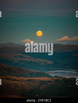 Harvest Moon and Supermoon over the Scottish Highlands taken from Ben ...