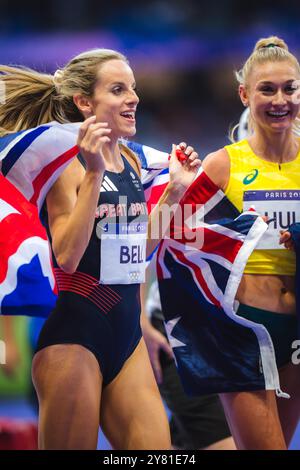 Georgia Bell celebrating with her country's flag in the 1500 meters at ...