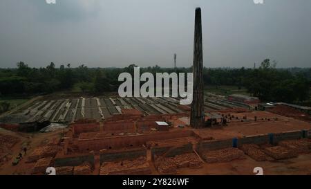 Aerial view of a brick factory, Sylhet Division, Bahubal, Bangladesh ...