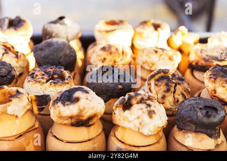Clay pots for Turkish National dishes Testi Kebab Stock Photo - Alamy