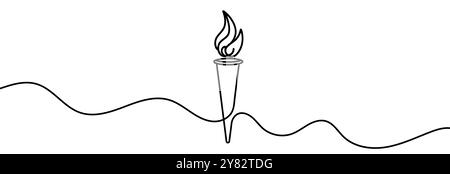 Continuous line drawing of the Olympic torch. Single line drawing of ...