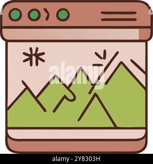 Green cute browser window vector illustration. Web browser in flat ...