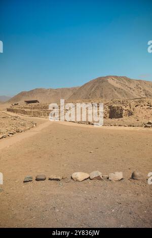 Ruins of the ancient archaeological site of Caral located in Peru ...