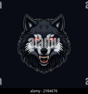 An esports style illustration featuring an angry wolf head logo Stock ...