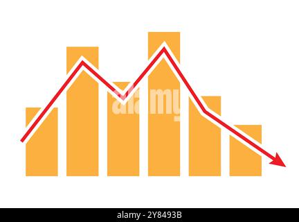Graph with decrease report. Diagram with recession and bankruptcy progress. Business and finance ...