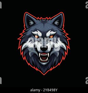 An esports style illustration featuring an angry wolf head logo Stock ...