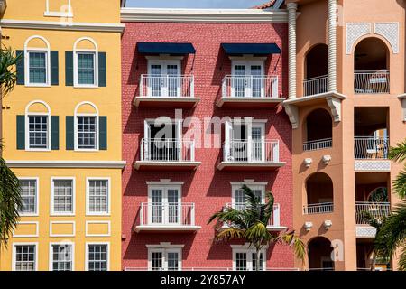 Naples, Florida. Beautiful colored condos on the Cabana Bayfront in ...