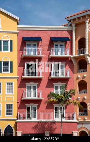 Naples, Florida. Beautiful colored condos on the Cabana Bayfront in ...
