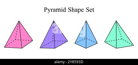 Colorful Pyramid Geometric Shape Set Education Illustration Stock ...