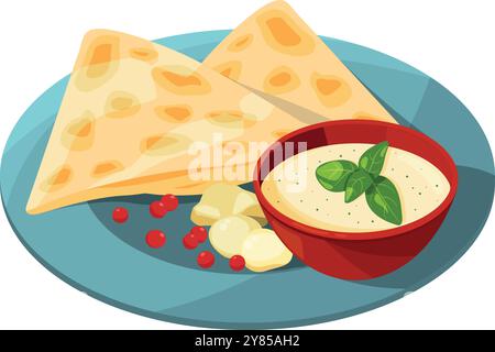 Traditional Indian Food Chapati color element. Cartoon street food ...