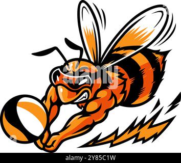 Vector Illustration of a Player Playing Beach Volleyball on Sandy ...