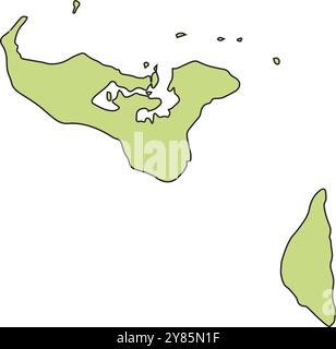 Simple flat Map of Fiji with district borders Stock Vector Image & Art ...