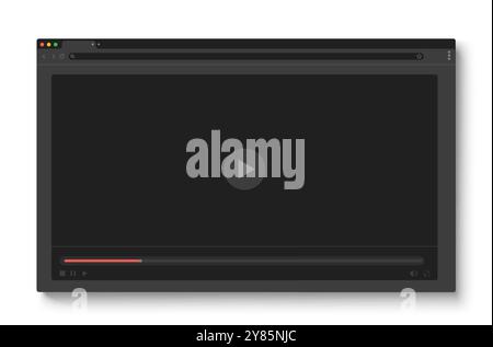 Browser with video player screen mockup template. Ui page frame for ...