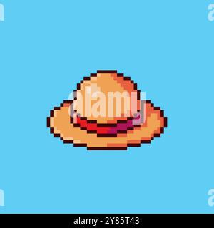 vacation straw hat game pixel art vector illustration Stock Vector ...