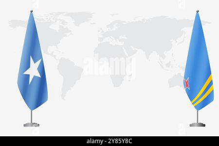 Netherlands and Somalia flags for official meeting against background ...