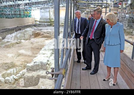 Queen Camilla with architect, Ptolemy Hugo Dean (right) during a visit ...