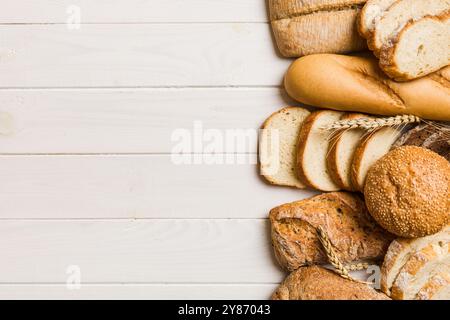 Homemade natural breads. Different kinds of fresh bread as background ...