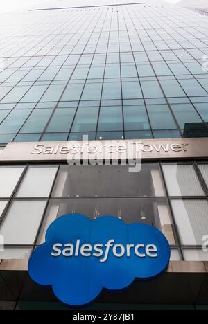 Salesforce sign, logo on Salesforce Tower building - New York, USA ...