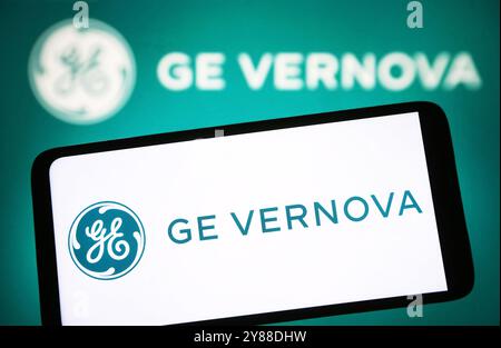 In this photo illustration, the GE Vernova logo is seen displayed on a ...