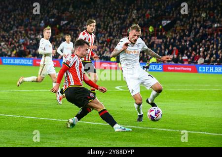 Josh Tymon of Swansea City crosses the ball during the Sky Bet ...