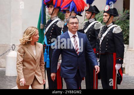 Italy's Premier Giorgia Meloni, left, and Japan's Prime Minister Sanae ...