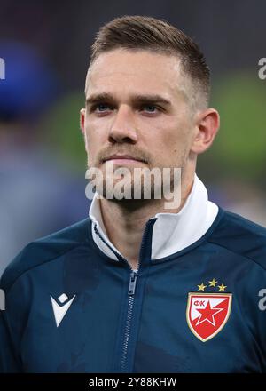 Timi Elsnik of FK Crvena Zvezda and Mehdi Taremi of F.C. Inter in ...