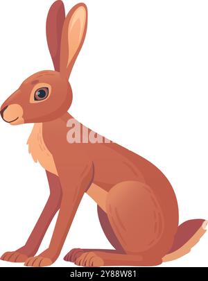 Jackrabbit character. Wild hare gray fur animal isolated on white ...