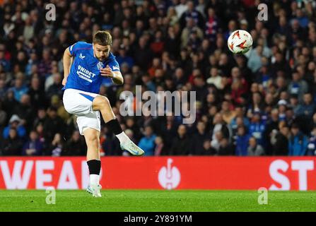 Rangers' Nicolas Raskin attempts a shot on goal during the Europa ...