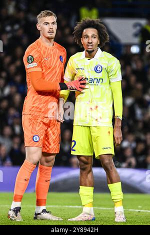 Chelsea goalkeeper Filip Jorgensen during a press conference at ...