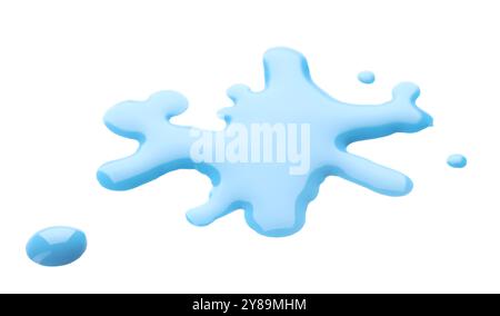Blot of light blue printer ink isolated on white Stock Photo - Alamy