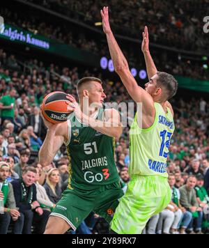 Arnas Butkevicius of Zalgiris Kaunas and Tomas Satoransky of FC ...