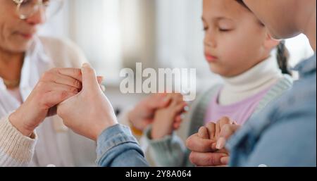 Group prayer and Bible fellowship with hands joined together. Religion ...