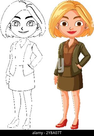 cartoon woman with hands in pockets with speech bubble Stock Vector ...