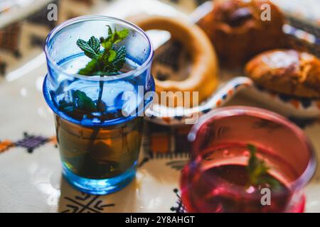 Traditional Moroccan tea with cookies Stock Photo - Alamy