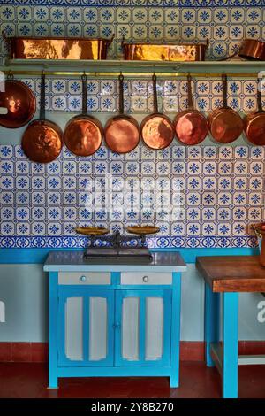The kitchen in Claude Monet's house in Giverny, France Stock Photo - Alamy