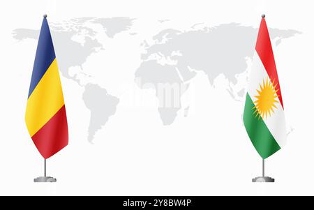 Iraq and Romania flags for official meeting against background of world ...