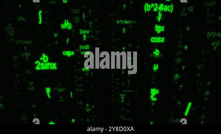 Math Scientific Abstract Green Neon Background 3D Illustration Stock ...