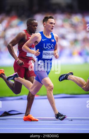 Hobbs Kessler participating in the 800 meters at the Paris 2024 Olympic ...