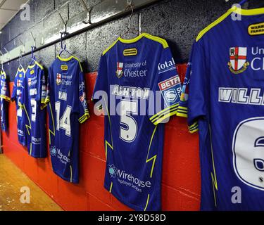 The shirt of Matty Ashton of Warrington Wolves hangs in the changing ...