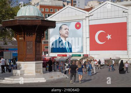 fountain, , President Erdogan image, Bursa, Turkey, Asia, travel ...