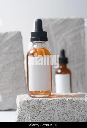 Mockup image of dropper bottle with modern organic cosmetics ...